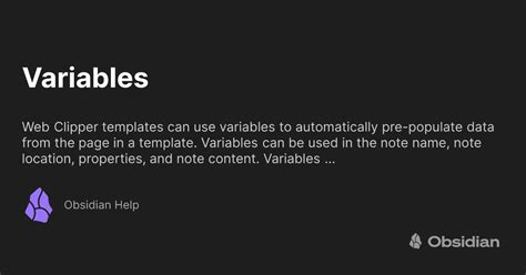 variables obsidian help
