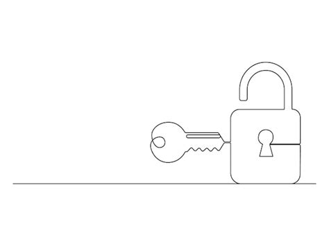 Premium Vector Continuous One Line Drawing Of Lock And Key Password And Security Concept
