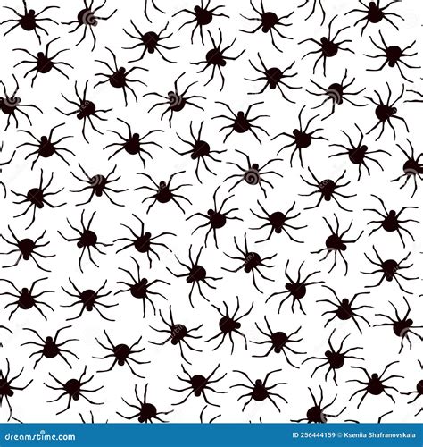 Spider Black And White Vector Seamless Pattern Stock Vector