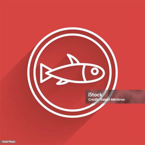 긴 그림자로 분리 된 접시 아이콘에 흰색 줄 제공 물고기 벡터 건강한 생활방식에 대한 스톡 벡터 아트 및 기타 이미지 건강한 생활방식 건강한 식생활 그릇 Istock