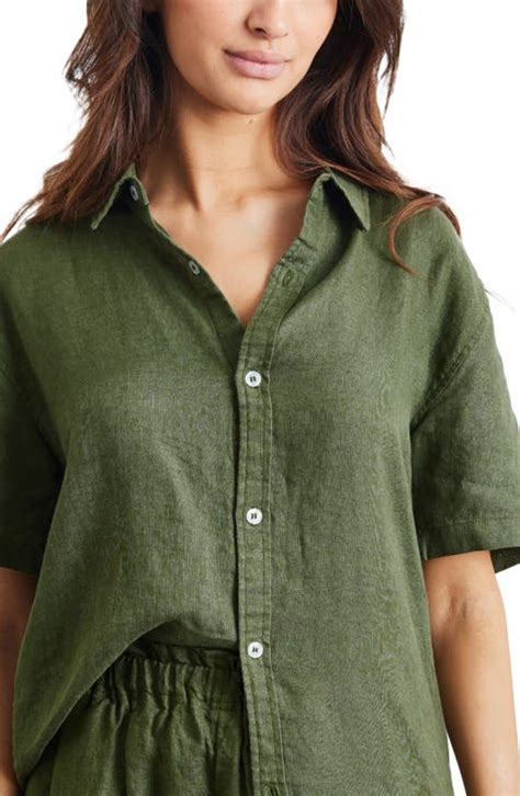 Womens 100 Linen Button Up Tops Nordstrom