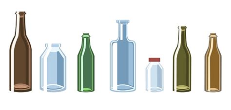 다양한 유리 병과 항아리 세트 유리 폐기물 흰색 배경에 고립 된 빈 병 물에 대한 스톡 벡터 아트 및 기타 이미지 물 와인 0명 Istock