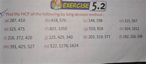 x find the hcf of the following by long division method a 287 410 b