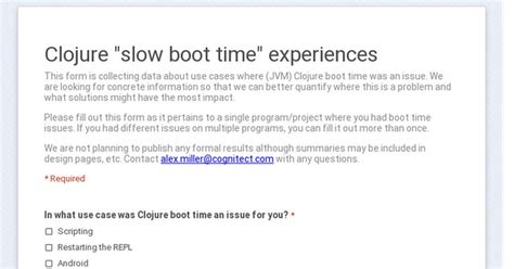 Clojure Slow Boot Time Experiences Survey Rclojure