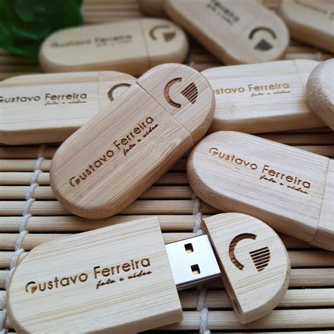 Pen Drive De Madeira 4gb 8gb 16gb 32gb 64gb Personalizado Gravado Com