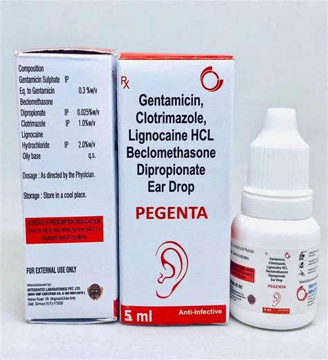 Pegenta Ear Drops Gentamycin 03 Beclomethasone 0025