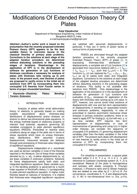 Pdf Modifications Of Extended Poisson Theory Of Plates
