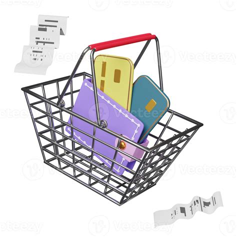 Stainless Steel Shopping Carts Or Basket With Wallet Credit Card
