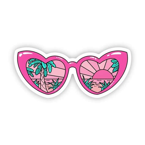 Pink Sunset Glasses Sticker Cute Stickers Summer Sticker Vinyl Sticker