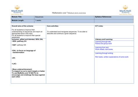 Ks3 Sequences