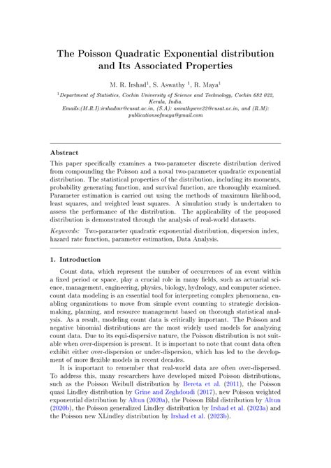 Pdf The Poisson Quadratic Exponential Distribution And Its Associated Properties