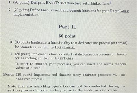 Solved 1 20 Point Design A Hashtable Structure With