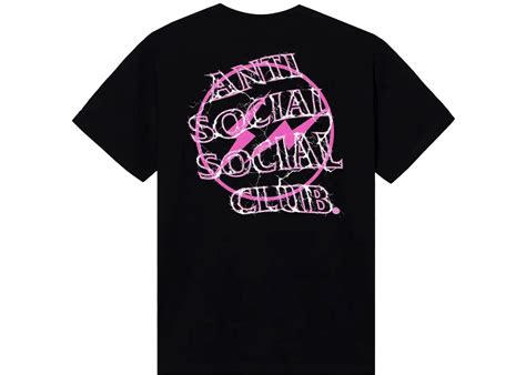 Anti Social Social Club Fragment Bolt Tee Black Pink Mens Fw23 Us