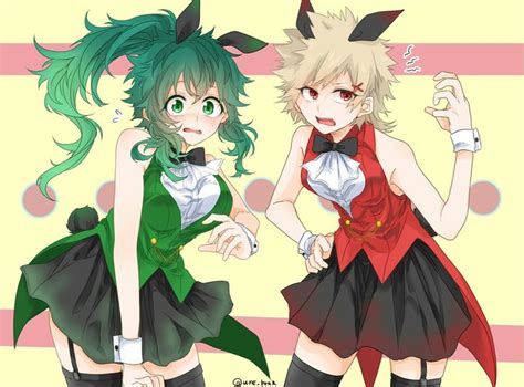 Female Bunny Deku And Bakugo Boku No Hero Academia Hero Girl Hero