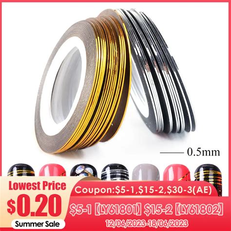 05mm 골드 실버 스트라이프 스티커 홀로그램 3d 스트립 라이너 테이프 접착제 슈퍼 파인 네일 아트 폴란드어 장식 Ly1009 1스티커 And 디캘즈 Aliexpress