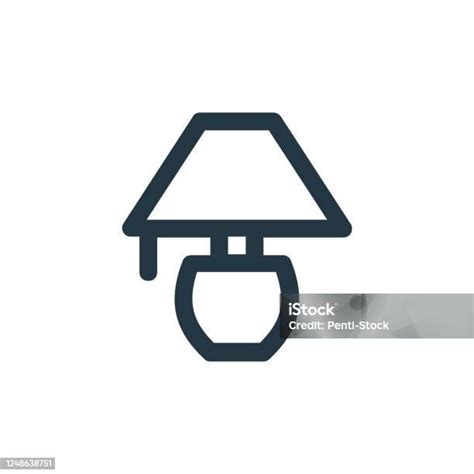 램프 벡터 아이콘입니다 램프 편집 가능한 스트로크 웹 및 모바일 앱 로고 인쇄 매체에 사용할 램프 선형 기호 얇은 선 그림 벡터 격리 된 윤곽선 도면입니다 0명에 대한 스톡