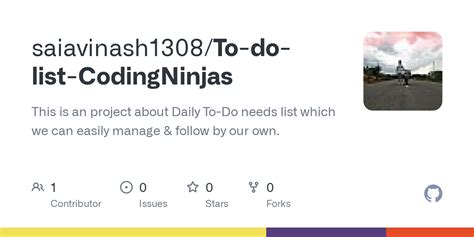 Github Saiavinash1308to Do List Codingninjas This Is An Project About Daily To Do Needs List