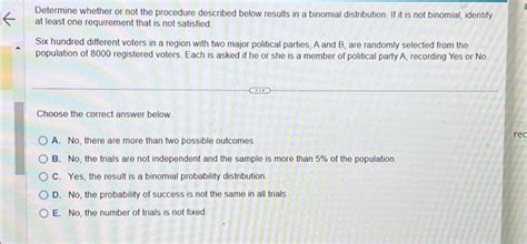 Solved Determine Whether Or Not The Procedure Described Chegg
