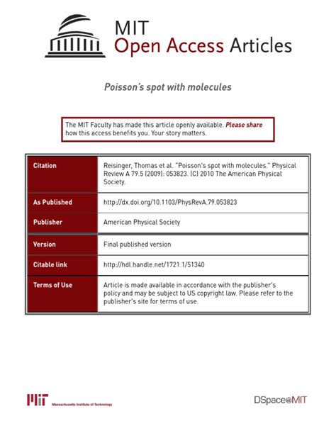 Reisinger 2009 Poissons Spot With Pdf Diffraction Science