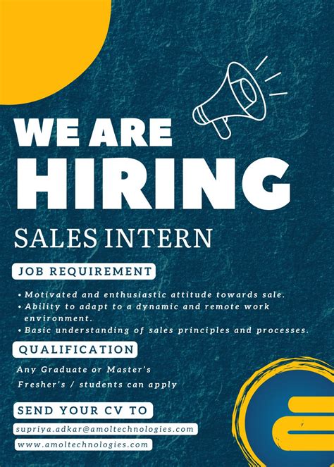Hiring Salesintern Amoltechnologies Careeropportunity Supriya Adkar