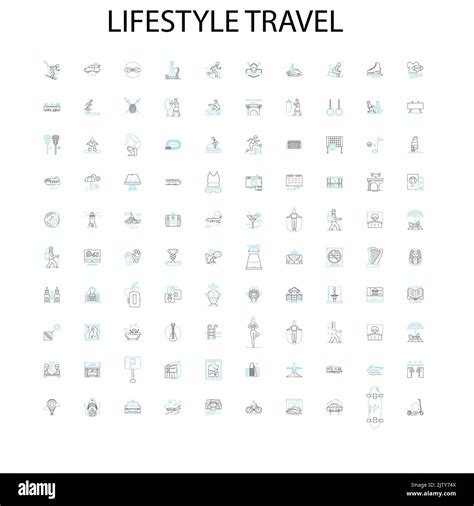Lifestyle Travel Icons Signs Outline Symbols Concept Linear
