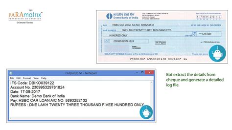 paramatrix data extraction from cheque rpa component uipath