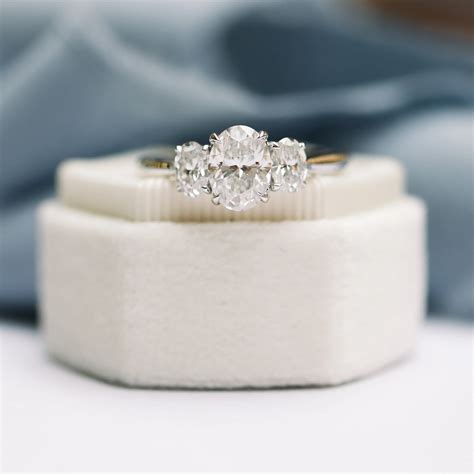 Oval Three Stone Diamond Engagement Ring