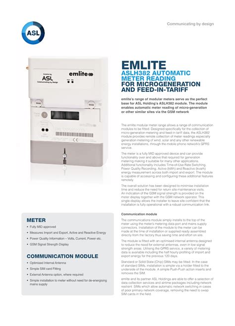 Emlite Aslh382 Automatic Meter Reading For Microgeneration And Feed In Tariff Docslib