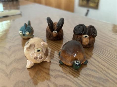 Керамические статуэтки зверят 4 на 4 см — цена 155 грн в каталоге Статуэтки Купить товары для