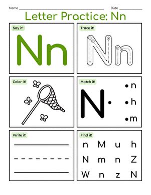 Letter N Worksheets