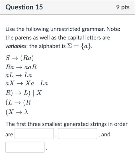 Solved Use The Following Unrestricted Grammar Note The