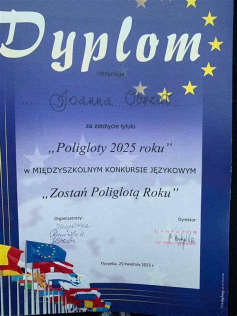 Joanna Obrzut „poliglotką Roku” Zespół Szkolno Przedszkolny W Stróżach
