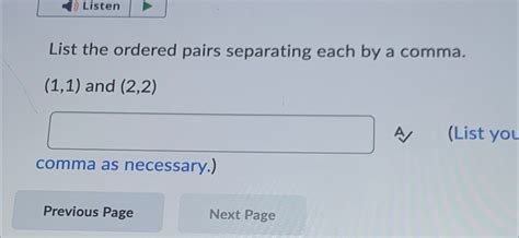 Solved List The Ordered Pairs Separating Each By A Comma