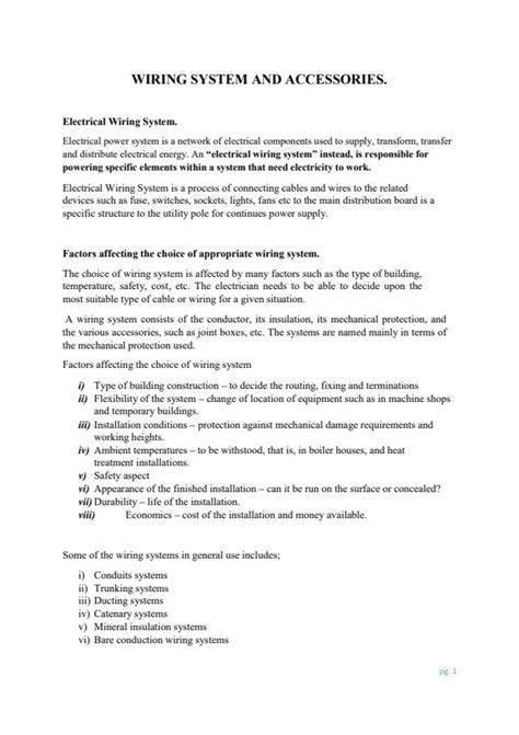 Wiring System And Accessories Notes Diploma In Electrical And Electronics Engineering Module 1