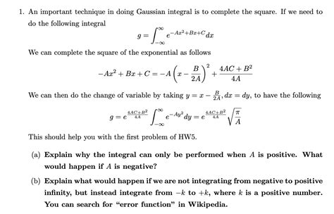 Solved An Important Technique In Doing Gaussian Integral Is Chegg