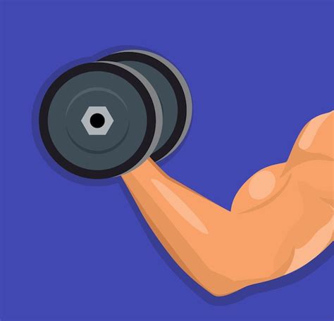 아령 팔뚝 운동 벡터 일러스트와 함께 근육 질의 남자 보디 빌딩 프리미엄 벡터