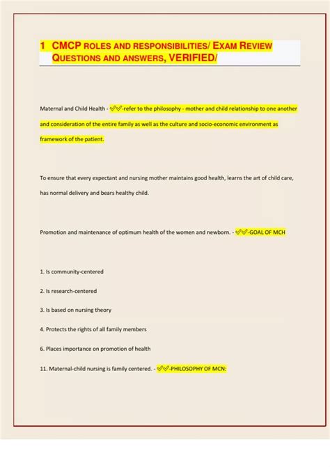 Cmcp Roles And Responsibilities Exam Review Questions And Answers Verified Latest Update