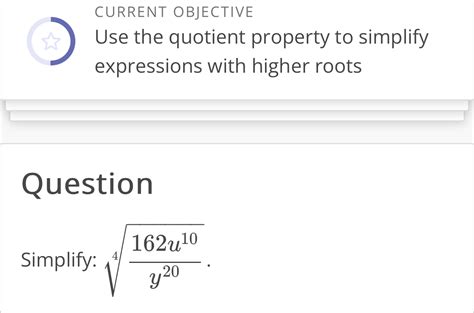 Solved Current Objectiveuse The Quotient Property To