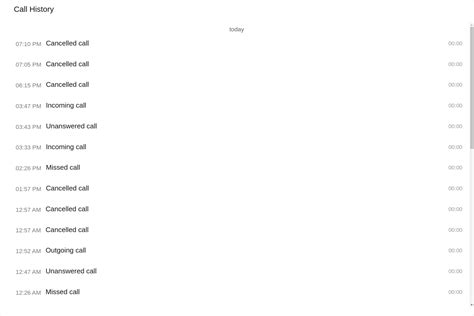 Call Log History Calls Components Angular Ui Kit Cometchat Docs