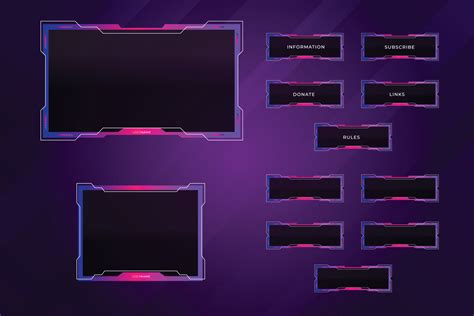 Set Of Modern Twitch Gaming Panels For Ui Design Template 15280448