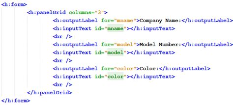 JSF Label Text Field Text Area And Input Secret