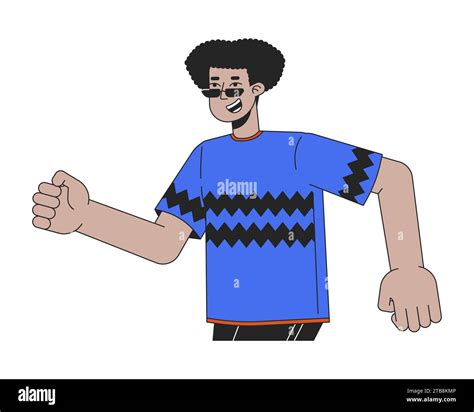 Sunglasses Latino Man Running 2d Linear Cartoon Character Stock Vector Image And Art Alamy