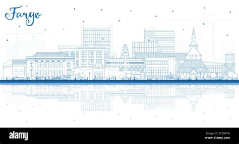 Outline Fargo North Dakota City Skyline With Blue Buildings And