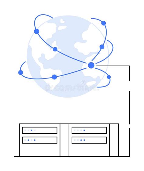 Networking And Global Data Servers With Earth And Connections For Worldwide Communication Stock