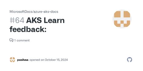 Aks Learn Feedback · Issue 64 · Microsoftdocsazure Aks Docs · Github