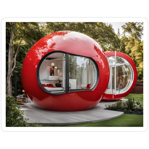 Red Bubble Pod Sticker In 2025 Geodesic Dome Homes Dome House Small House Design