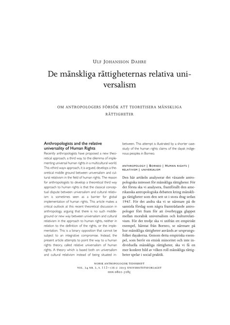 Pdf Anthropologists And The Relative Universality Of Human Rights