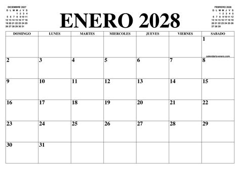 Calendario Enero 2028 El Calendario Enero Para Imprimir Gratis Mes