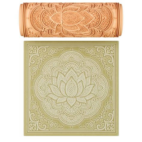 🪷 Lotus Lace Texture Roller Elegant Lace Roller For Clay Pottery