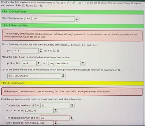 Solved Find The Absolute Maximum And Minimum Values Of
